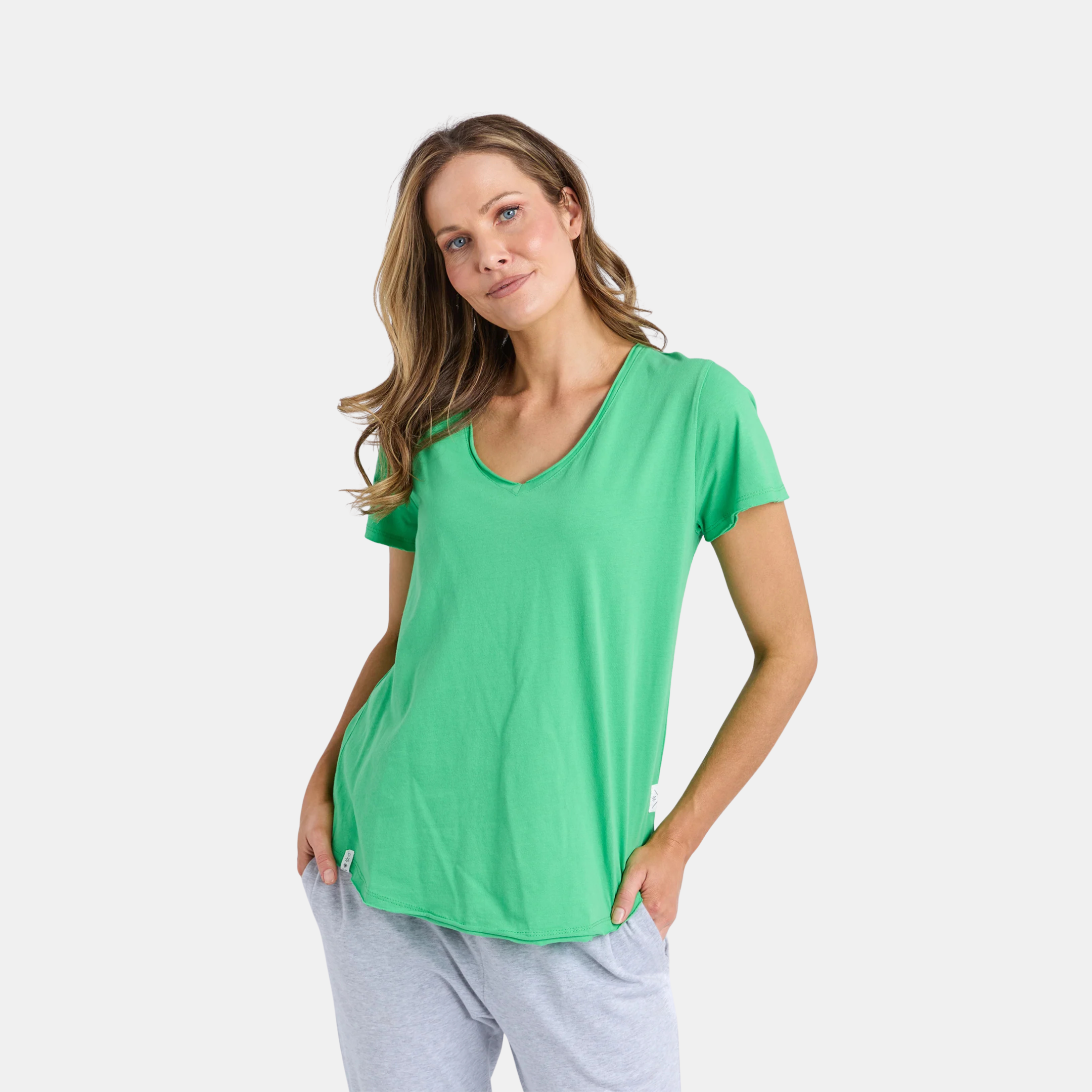 Pima Vee Tee - Spring Green | Elm Knitwear | Shut the Front Door