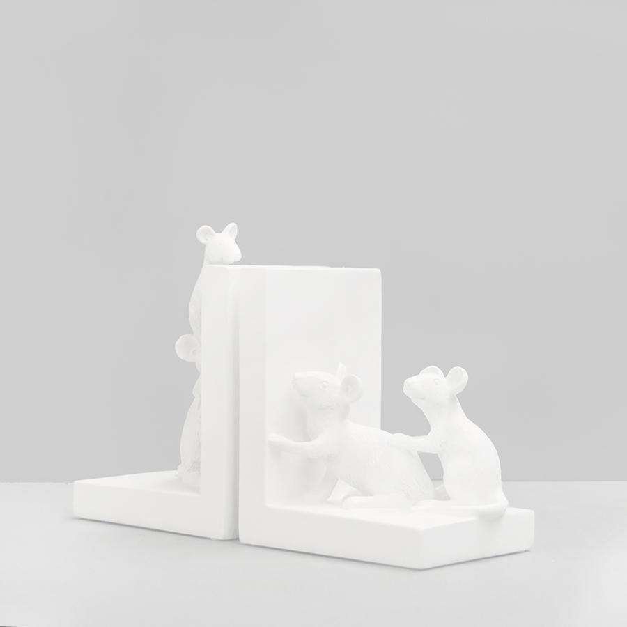 Resin Mouse Bookend Set - White | White Moose | Shut the Front Door